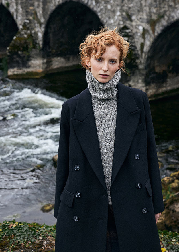 Triona | Black Twill Niamh Double Breasted Coat – Triona Design