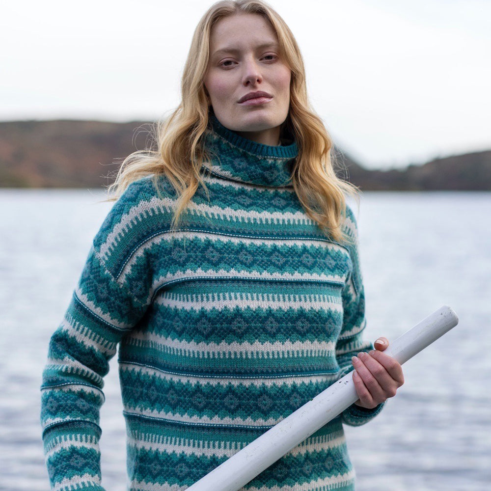 Triona | Into the Woods, Fairisle Funnel Neck Sweater – Triona Design