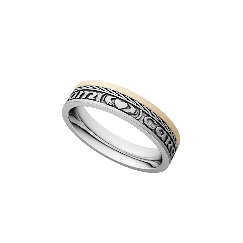 Triona Design | 14K Two Tone Gold Narrow Mo Anam Cara Ring