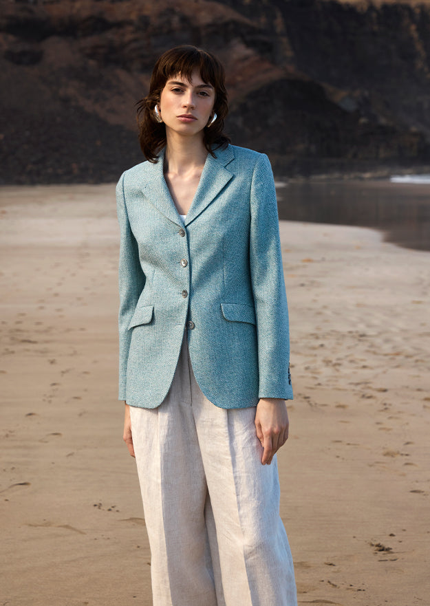Triona | Ocean Blue Fiadh Irish Tweed Jacket – Triona Design